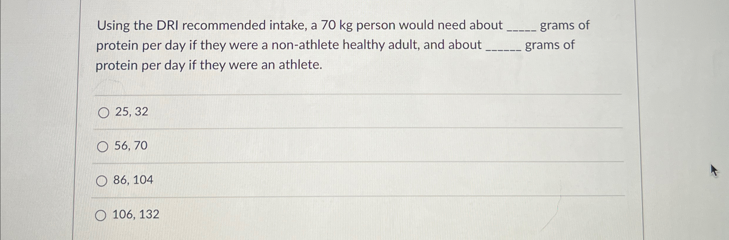 Solved Using the DRI recommended intake, a 70kg ﻿person | Chegg.com