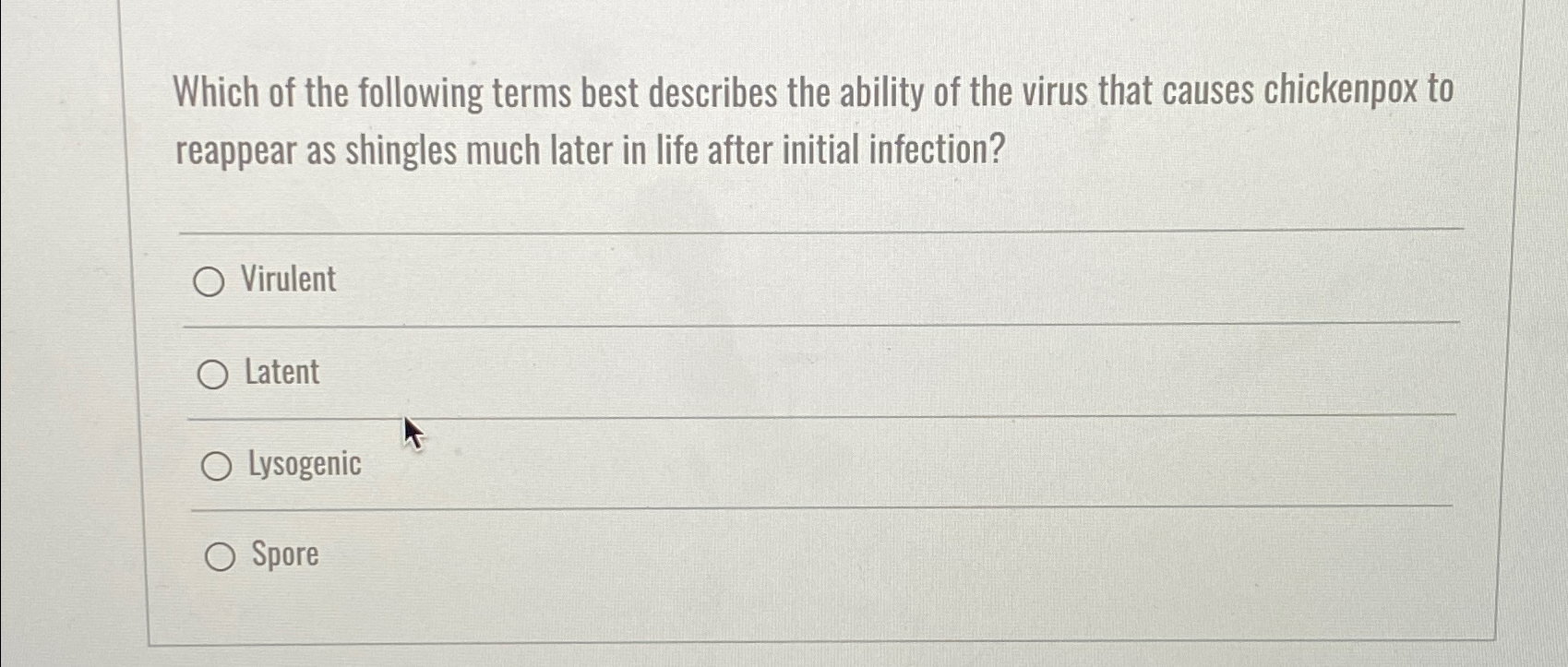 Solved Which of the following terms best describes the | Chegg.com