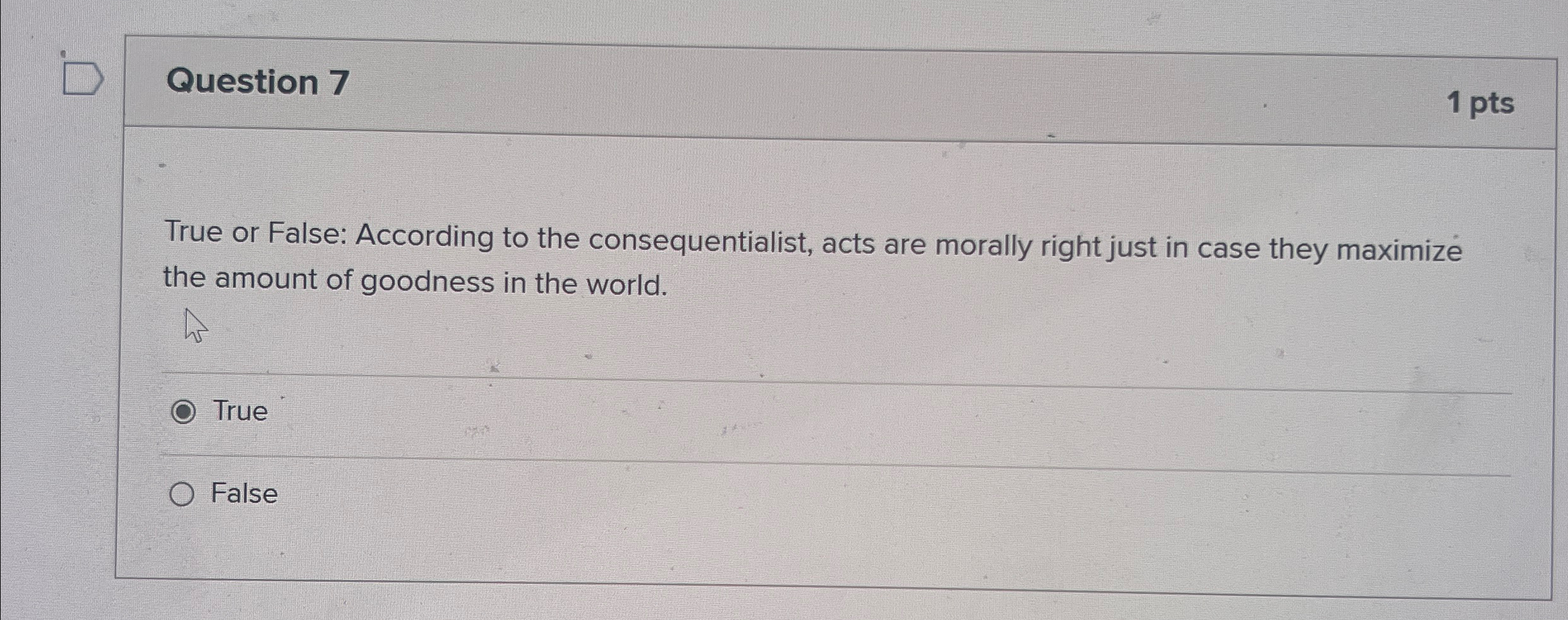Solved Question 71 ﻿ptsTrue or False: According to the | Chegg.com