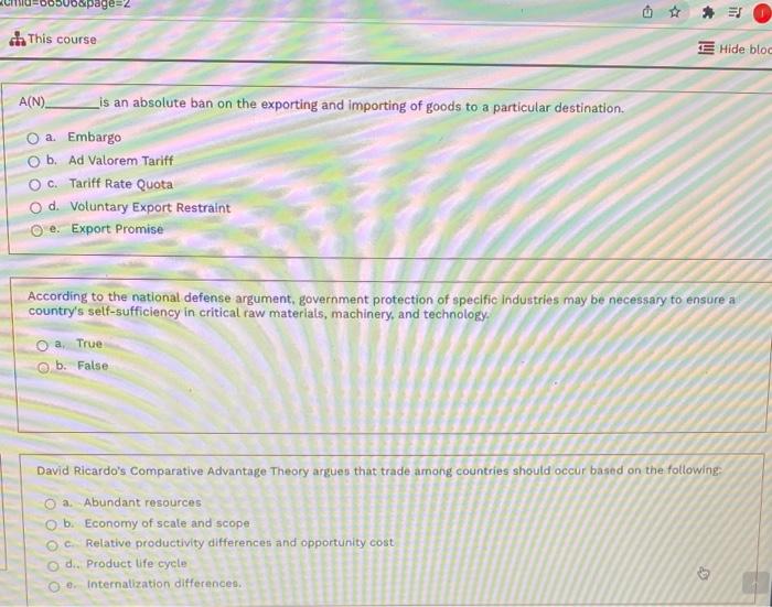 Solved 1 E Import-promotion strategy encourages a country's | Chegg.com