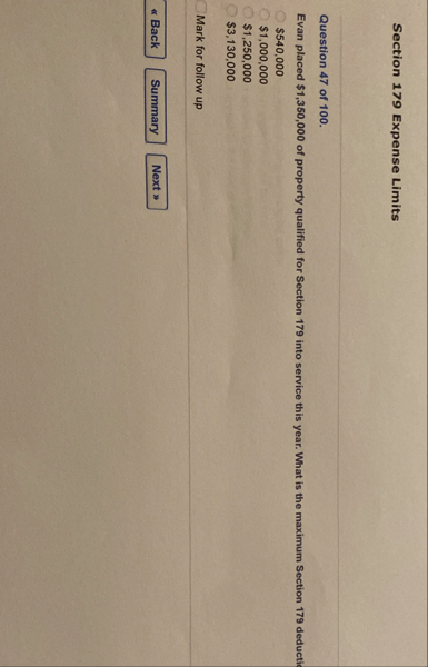 Solved Section 179 ﻿Expense LimitsQuestion 47 ﻿of 100.Evan | Chegg.com