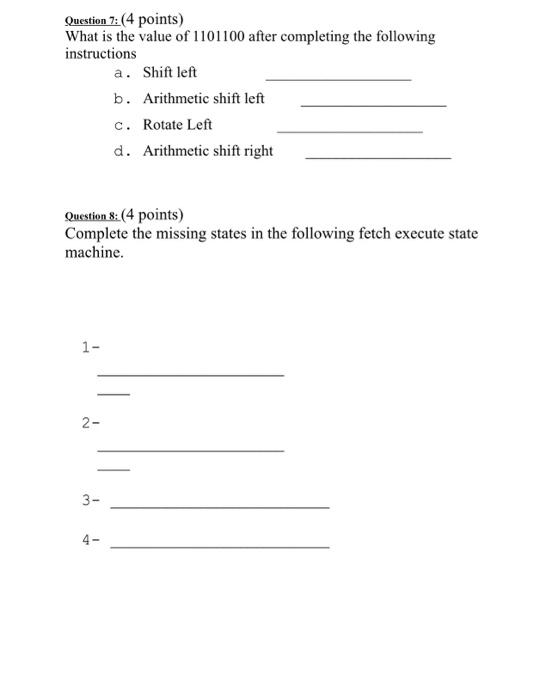 Solved Question 7: (4 points) What is the value of 1101100 | Chegg.com