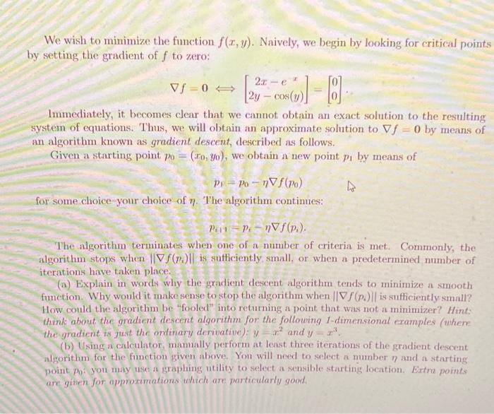 Solved Problem 4. Consider the following function: f(x, y) = | Chegg.com