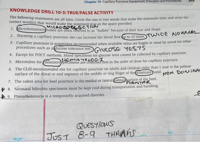 Solved KNOWLEDGE DRILL 10-3: TRUE/FALSE ACTIVITY The | Chegg.com
