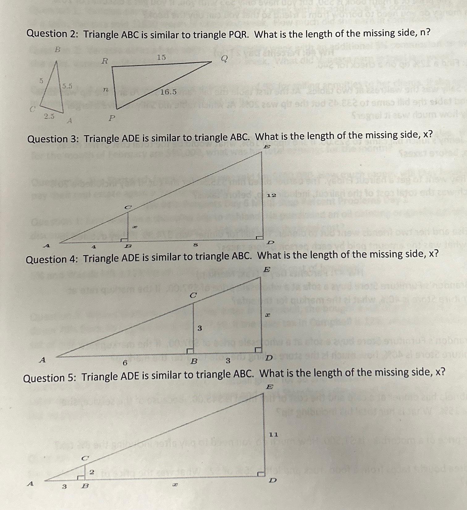 Solved Question 2: Triangle ABC is similar to triangle PQR. | Chegg.com