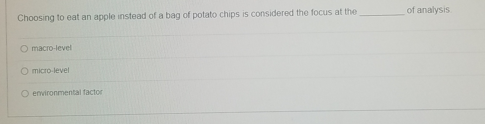 Solved Choosing to eat an apple instead of a bag of potato | Chegg.com