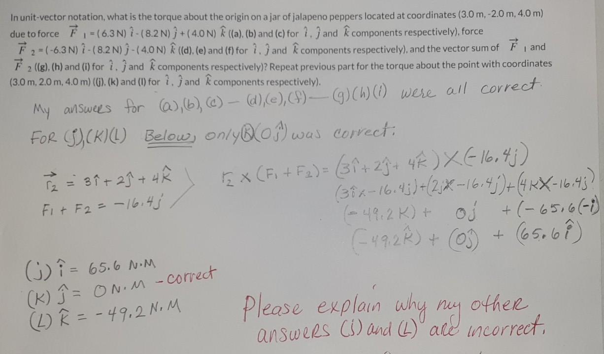 Solved I and In unit-vector notation, what is the torque | Chegg.com