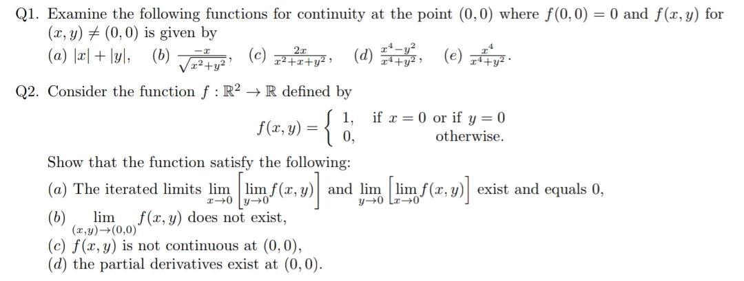 Solved Q1. ﻿Examine the following functions for continuity | Chegg.com