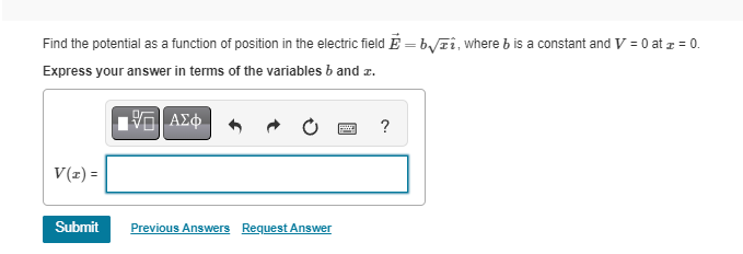 Solved Find the potential as a function of position in the | Chegg.com