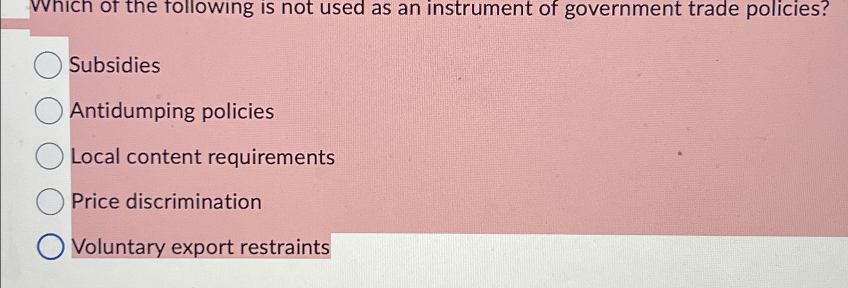Solved Which of the following is not used as an instrument | Chegg.com