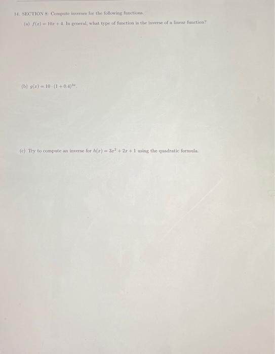 Solved 4. SECTION 8: Compate imprsen for the following | Chegg.com