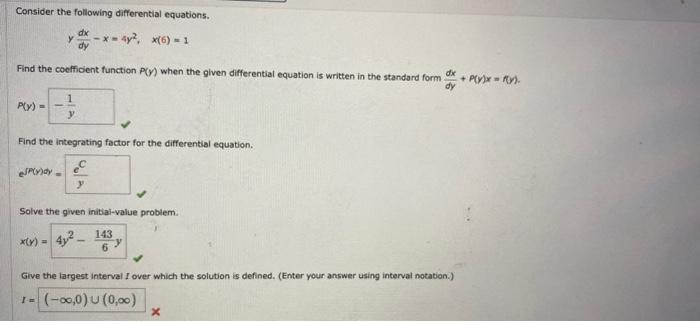 Solved Consider the following differential equations. | Chegg.com