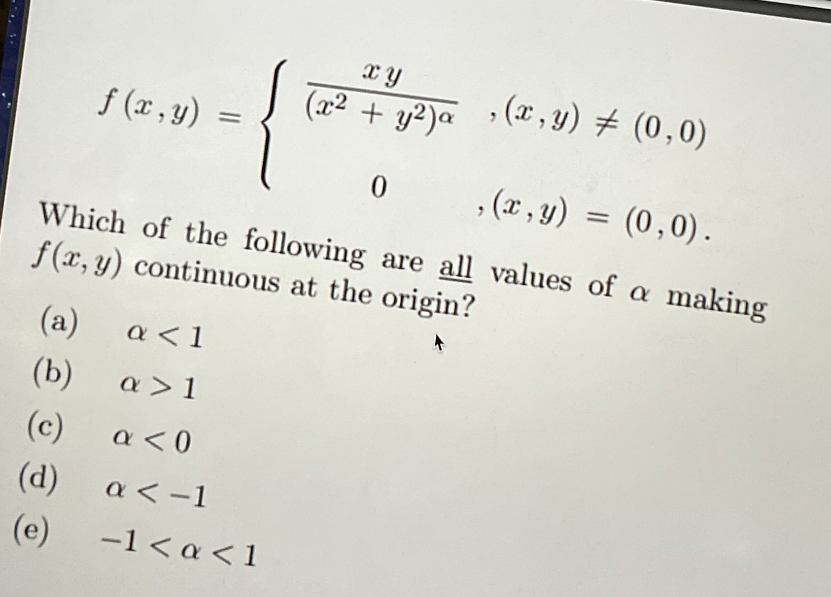 Solved Which of the following are all values of α ﻿making | Chegg.com
