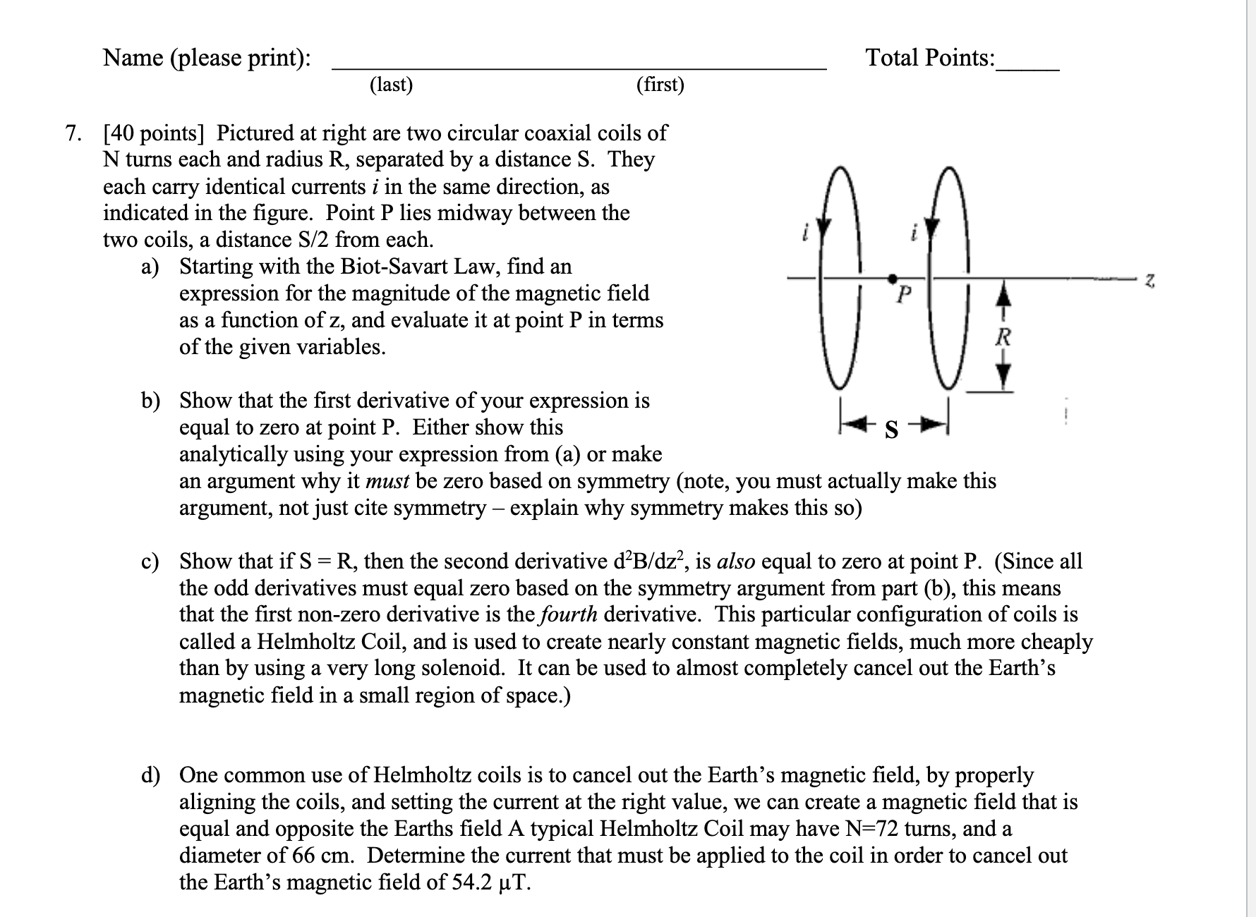 Solved Name (please print): Total Points:(last)(first)7. [40 | Chegg.com