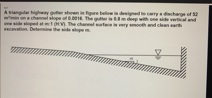 Solved A triangular highway gutter shown in figure below is | Chegg.com