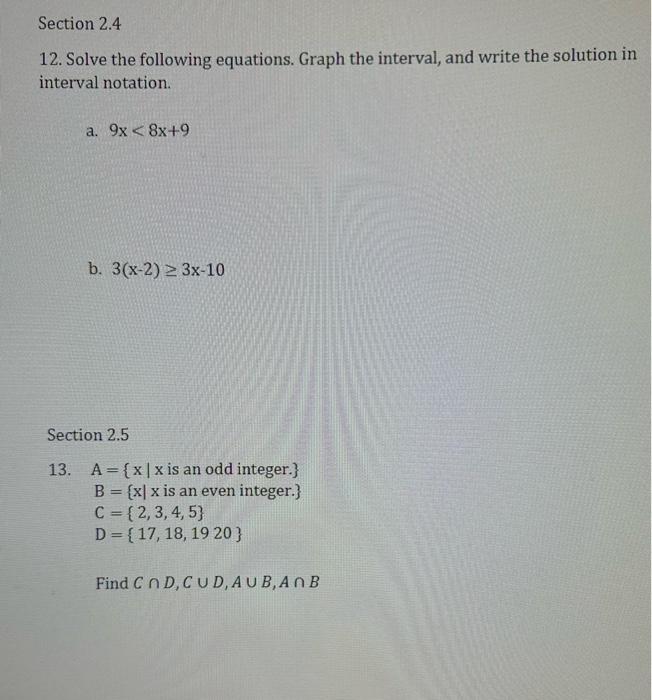 Solved 12. Solve the following equations. Graph the | Chegg.com
