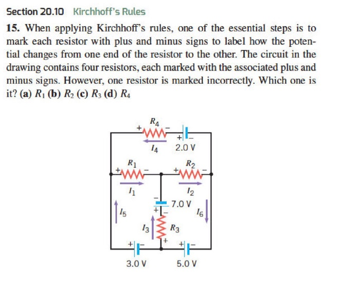 Solved Kirchhoff's Rules Section 20.10 15. When applying | Chegg.com