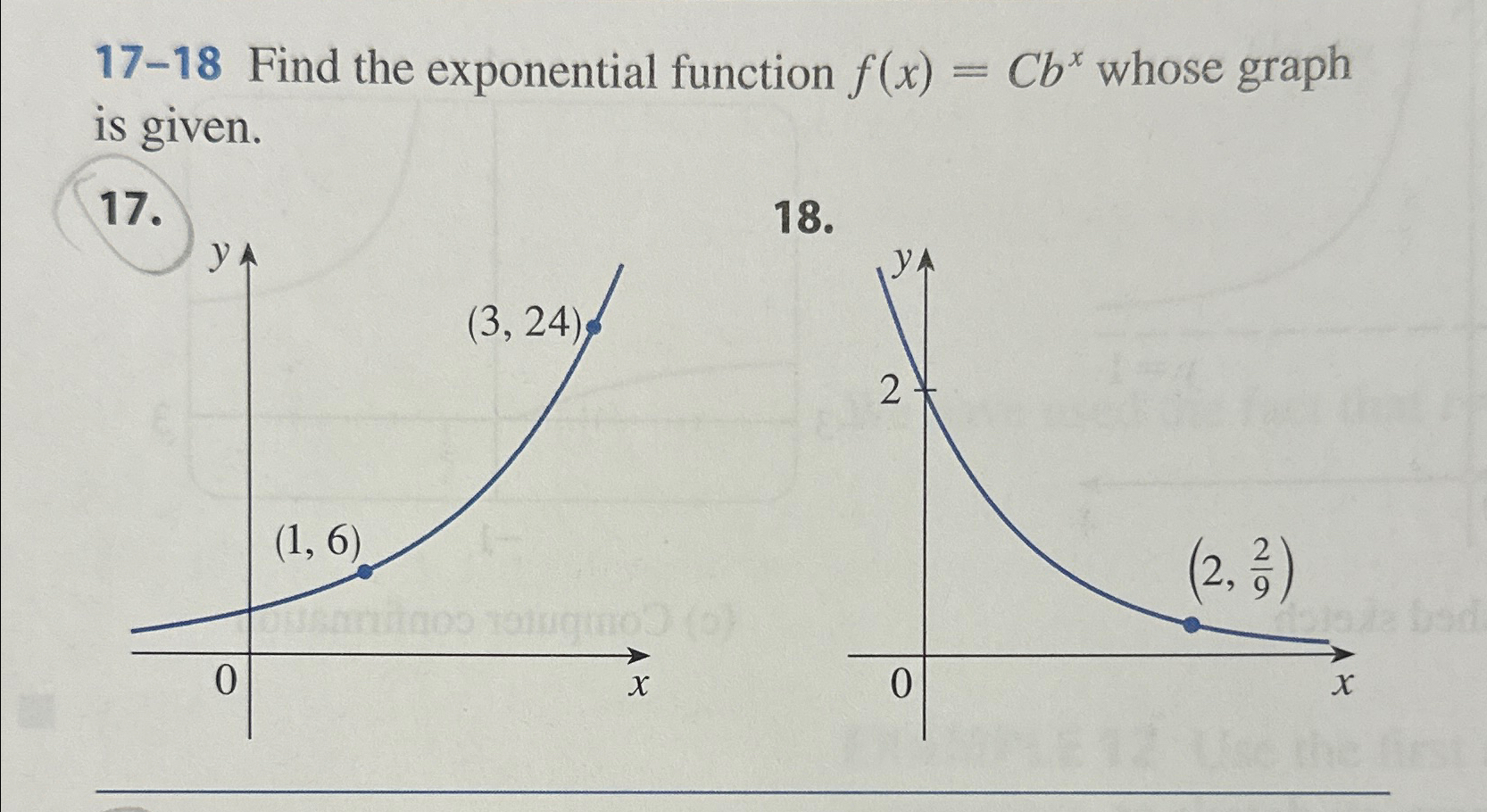 Solved 17-18 ﻿Find the exponential function f(x)=Cbx ﻿whose | Chegg.com