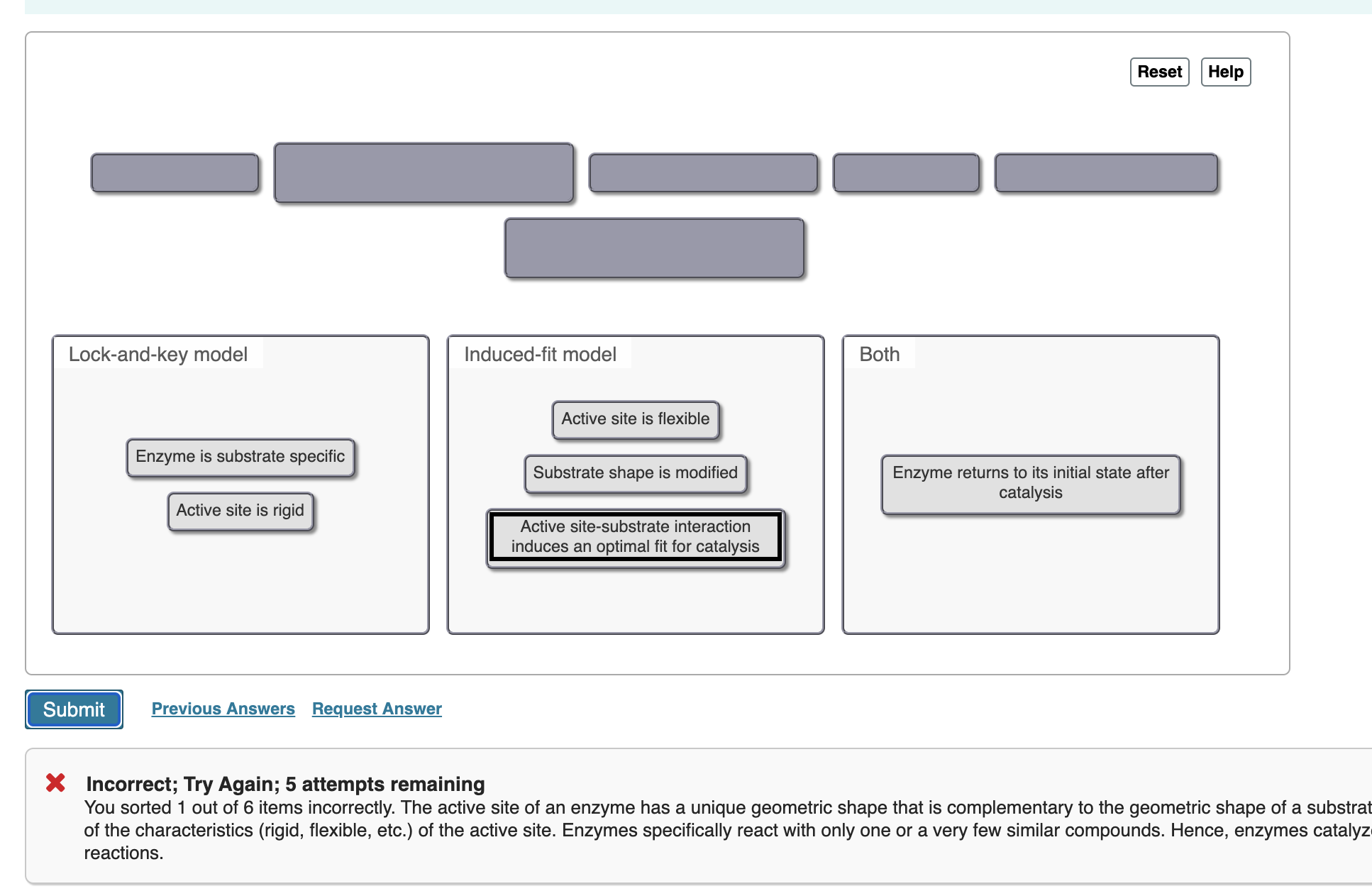Classify each of the characteristics as lock-and-key | Chegg.com