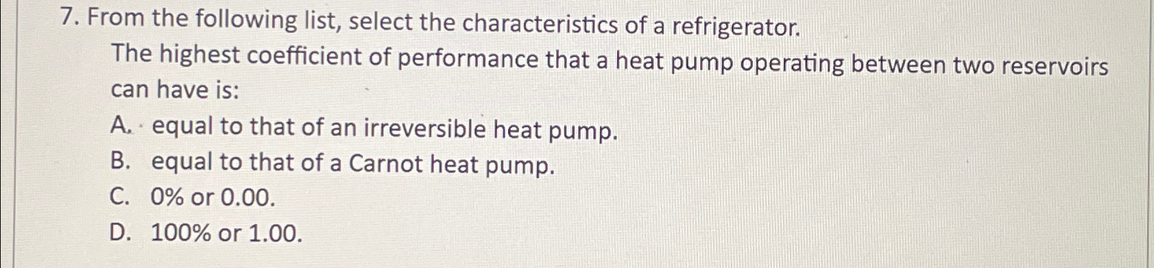 Solved From the following list, select the characteristics | Chegg.com