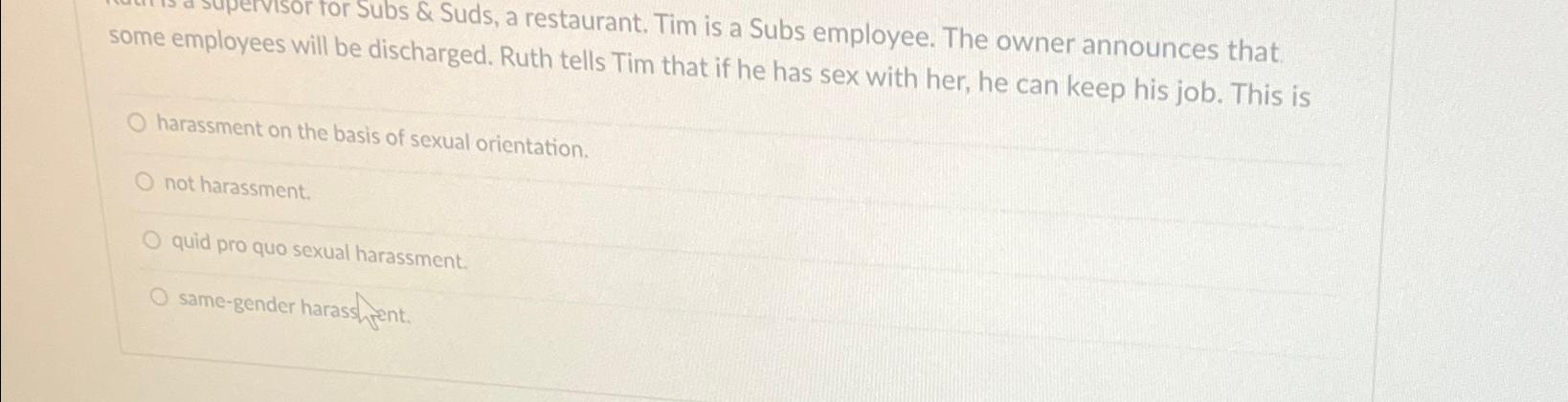 Solved for Subs & Suds, a restaurant. Tim is a Subs | Chegg.com