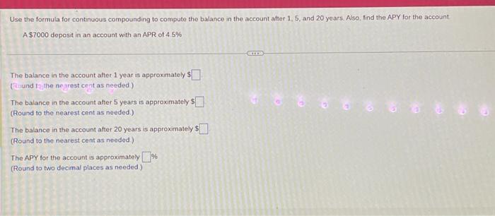 Solved Use the formula for continuous compounding to compute | Chegg.com