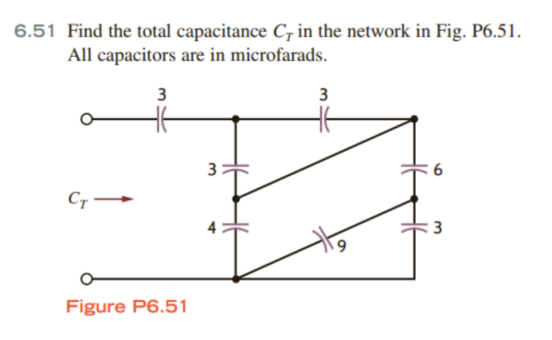 Solved 6.51 ﻿Find the total capacitance C_(T) ﻿in the | Chegg.com