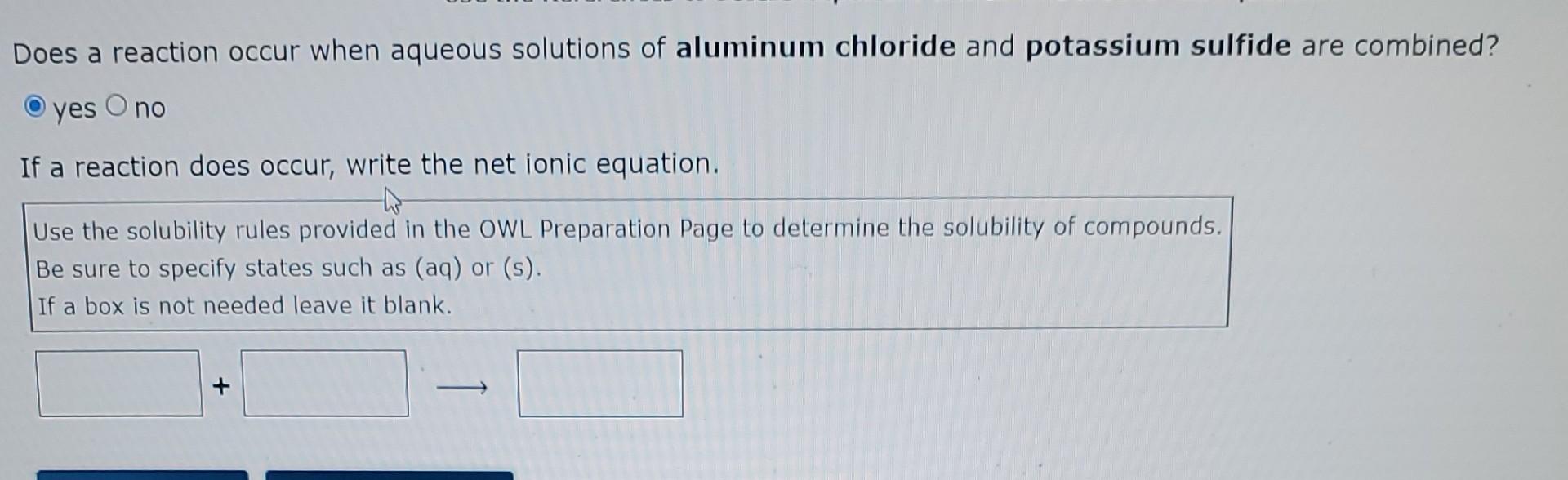 Solved Use the solubility rules provided in the OWL | Chegg.com