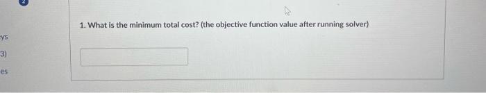 Solved 1 What Is The Minimum Total Cost The Objective