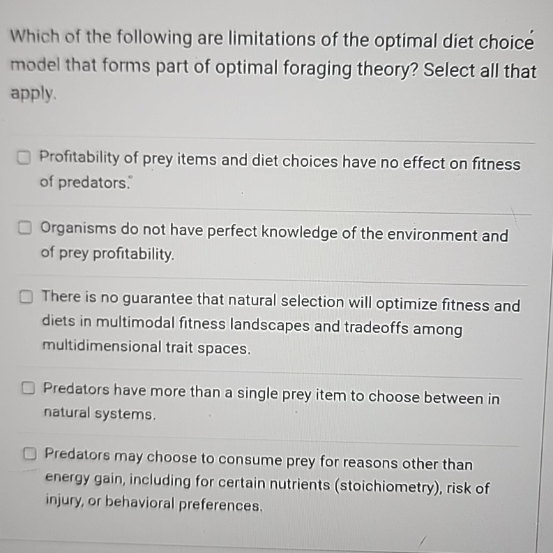Solved Which of the following are limitations of the optimal | Chegg.com