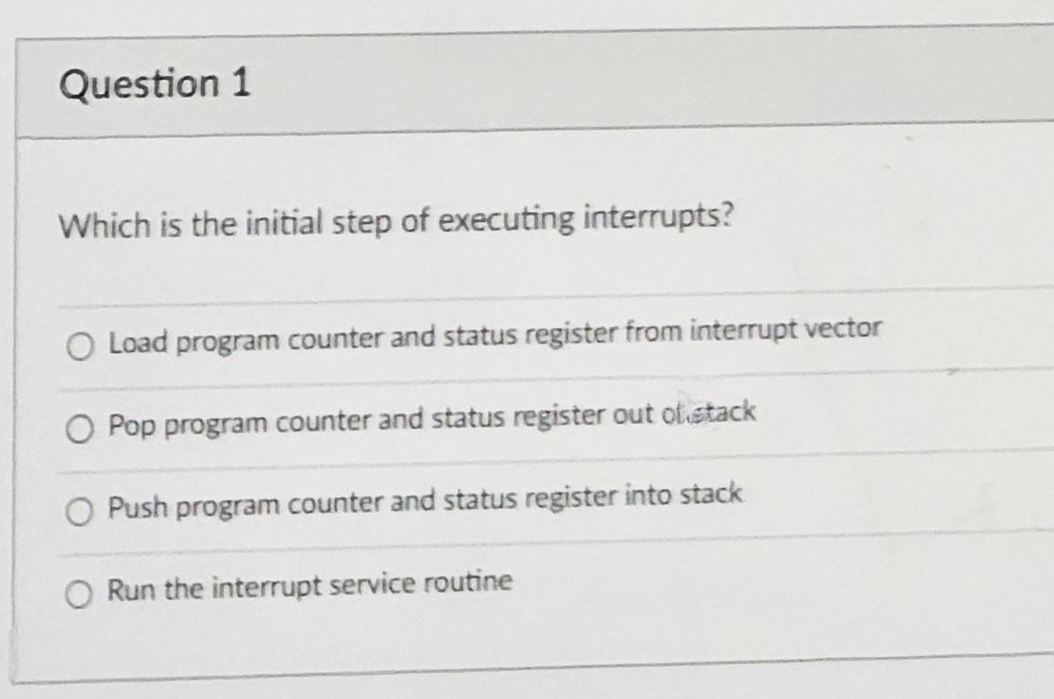 Solved Which Is The Initial Step Of Executing Interrupts