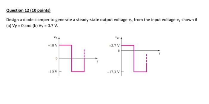 Solved Design a diode clamper to generate a steady-state | Chegg.com