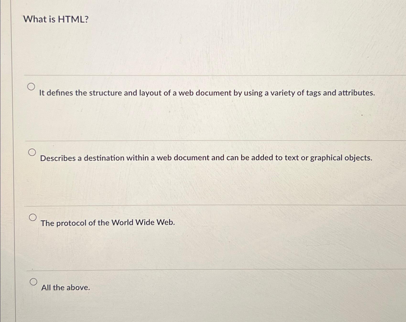 Solved What is HTML?It defines the structure and layout of a | Chegg.com