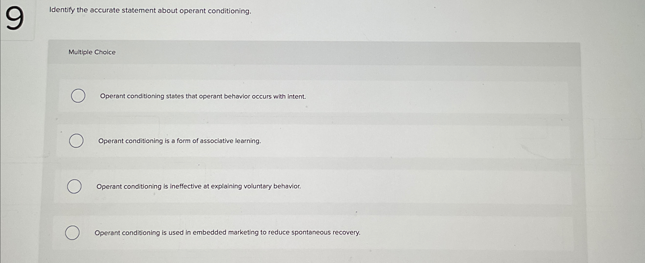 Solved Identify the accurate statement about operant | Chegg.com