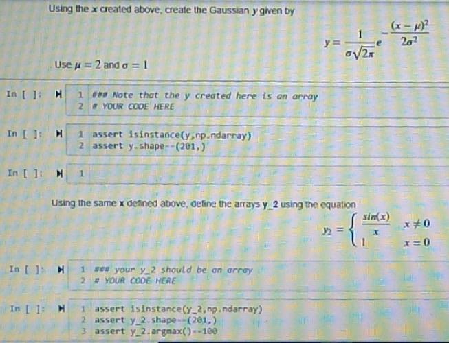 Solved Using the x created above, create the Gaussian y | Chegg.com