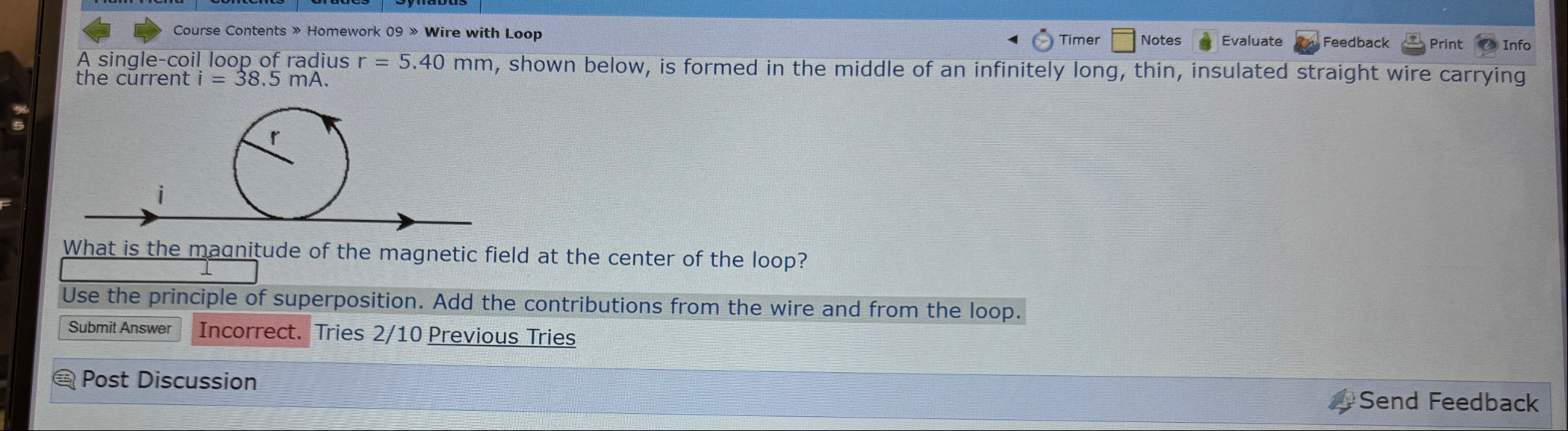 Solved A single-coil loop of radius r=5.40mm, ﻿shown below, | Chegg.com