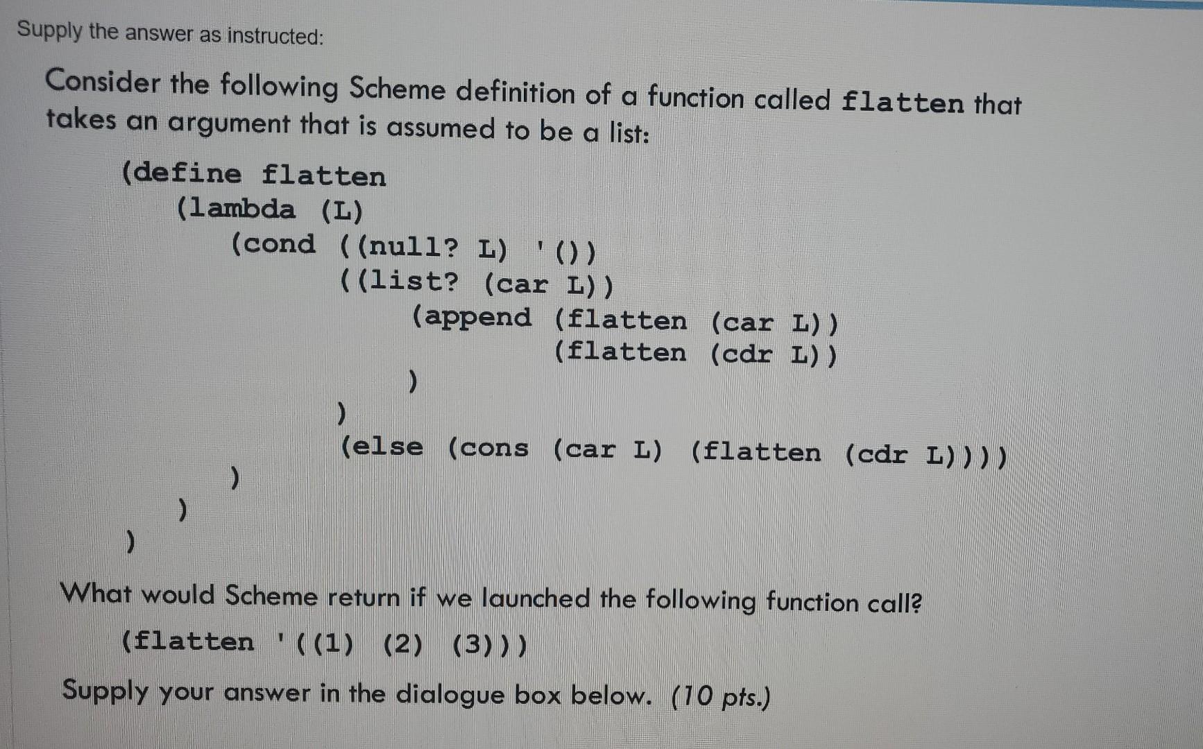 Solved Supply the answer as instructed: Consider the | Chegg.com