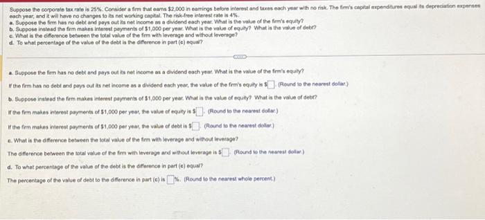 Solved Suppose the corporate tax rate is 25%. Consider a | Chegg.com