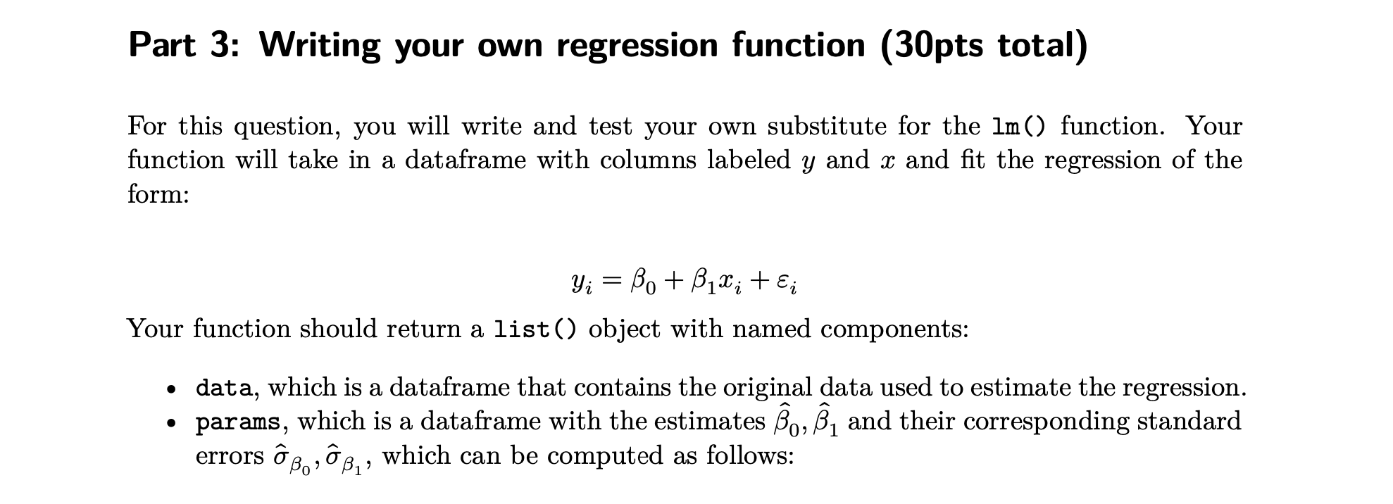 Solved Part 3: Writing your own regression function (30pts | Chegg.com