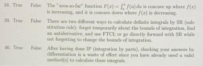 Solved 38. True 39. True False The " area-so-far" function | Chegg.com