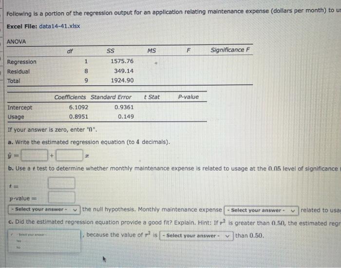 Solved Following is a portion of the regression output for | Chegg.com