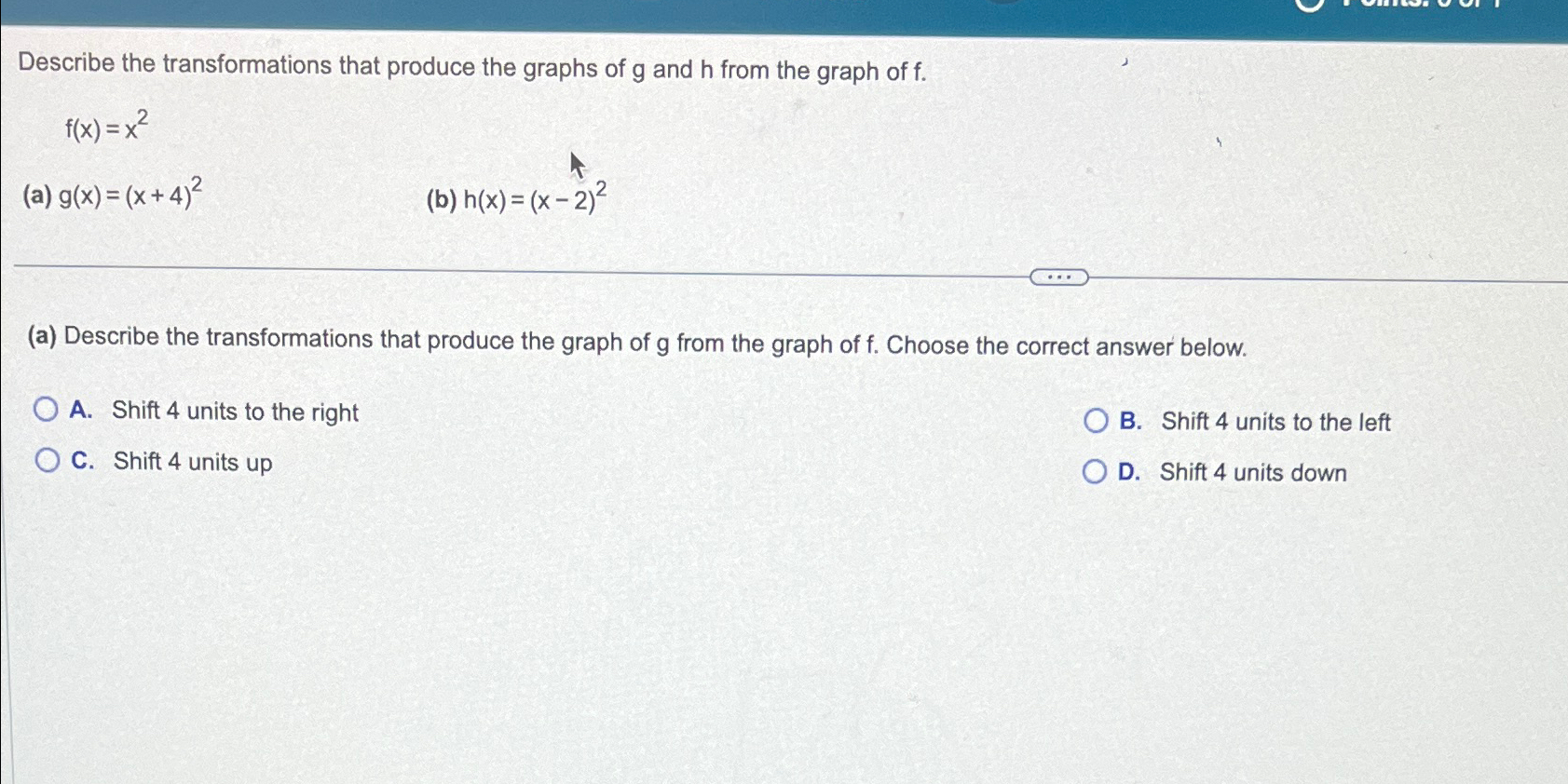 Solved Describe the transformations that produce the graphs | Chegg.com