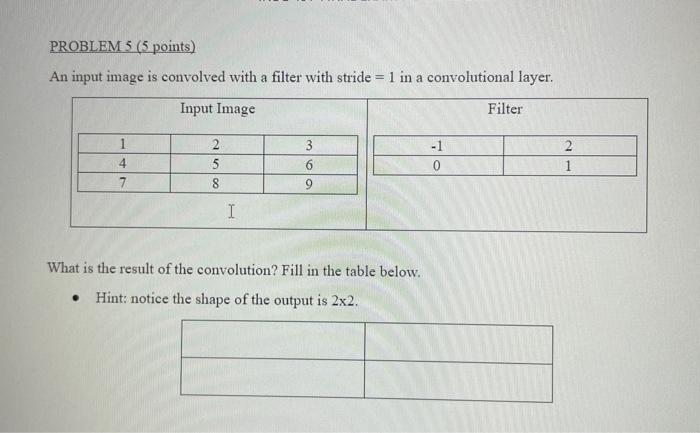 Solved PROBLEM 5 (5 points) An input image is convolved with | Chegg.com