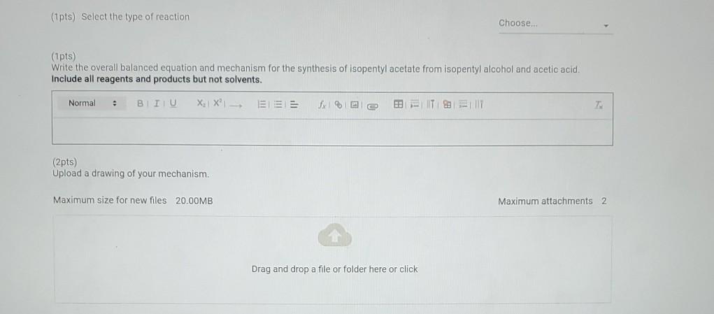 Solved (Ipts) Select the type of reaction Choose... (ipts) | Chegg.com