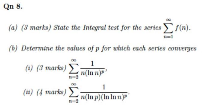 Solved question b) there's a type, the fraction is 1/ n (ln | Chegg.com