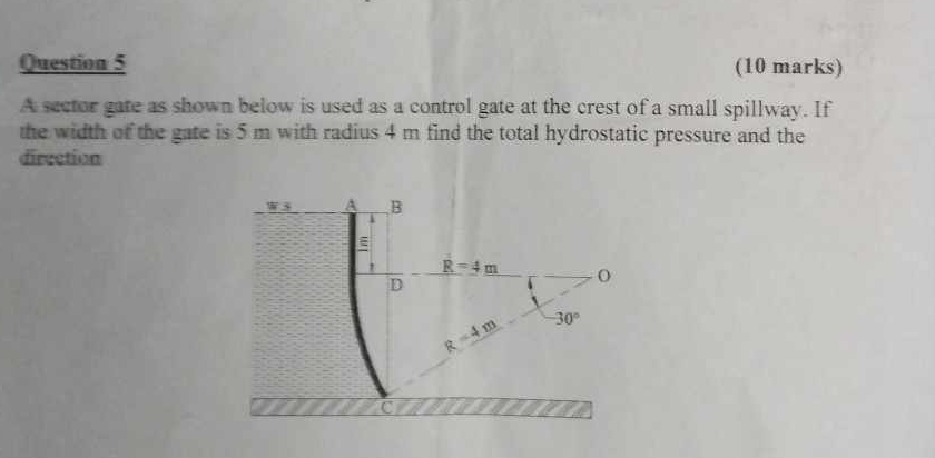Solved Ouestion 5(10 ﻿marks)A sector gate as shown below is | Chegg.com