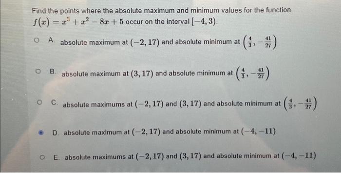 Solved Find the points where the absolute maximum and | Chegg.com