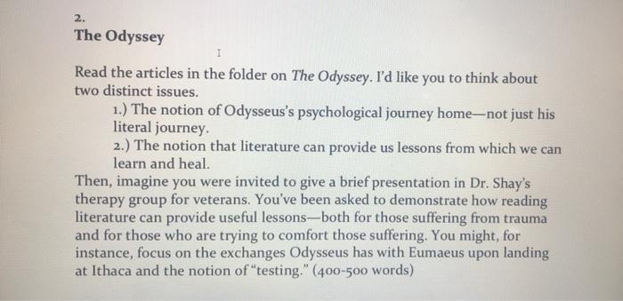 2. The Odyssey 1 Read the articles in the folder on | Chegg.com