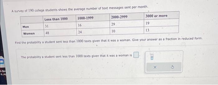 Solved A survev of 190 college students shows the average | Chegg.com