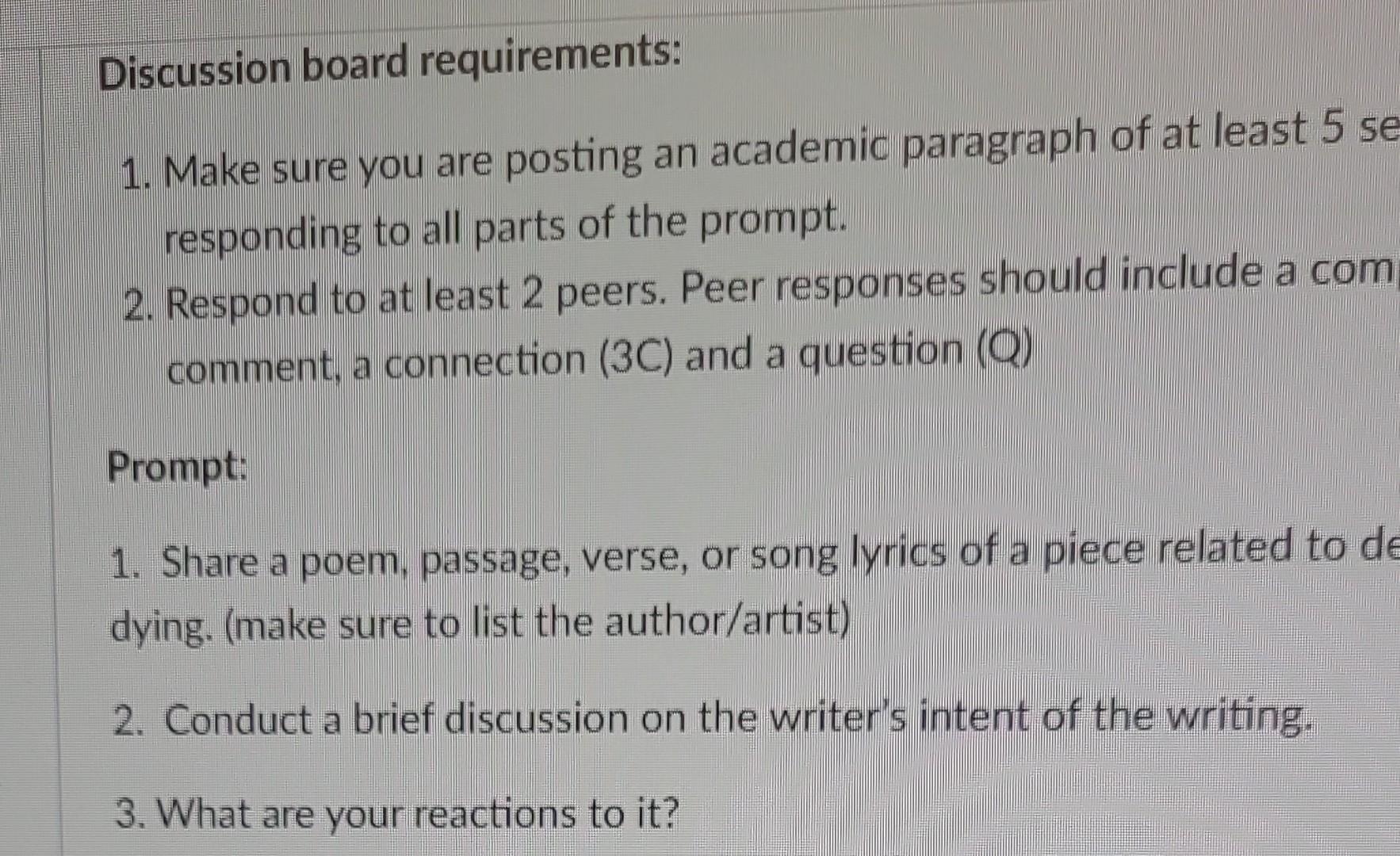 Solved Discussion board requirements: 1. Make sure you are | Chegg.com